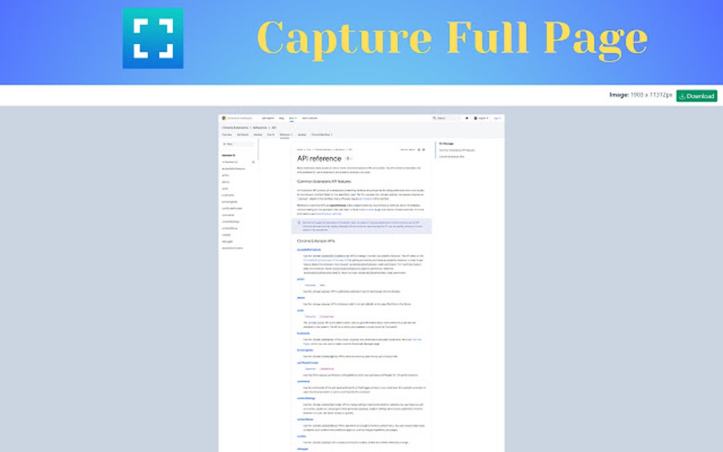 CaptureFullPage Google Chrome 용 - 확장 프로그램 다운로드