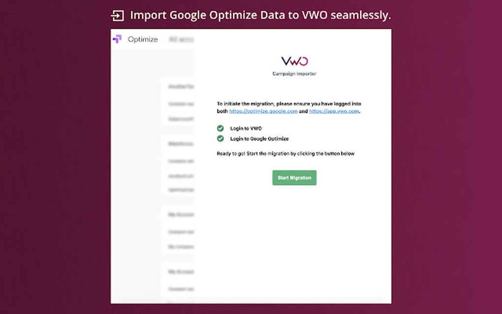 Migrate from Google Optimize to VWO para Google Chrome - Extensión Descargar