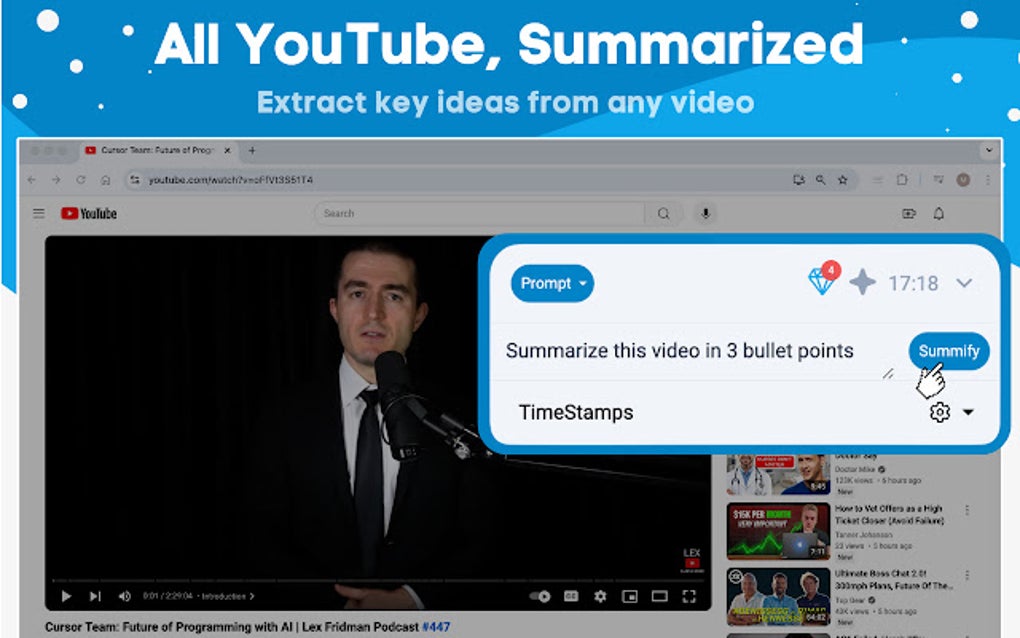 Summify: AI Youtube Summarizer With ChatGPT สำหรับ Google Chrome - ส่วนขยาย ดาวน์โหลด
