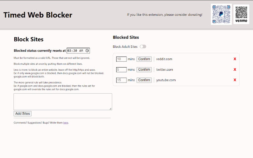 Timed Web Blocker Google Chrome 용 - 확장 프로그램 다운로드