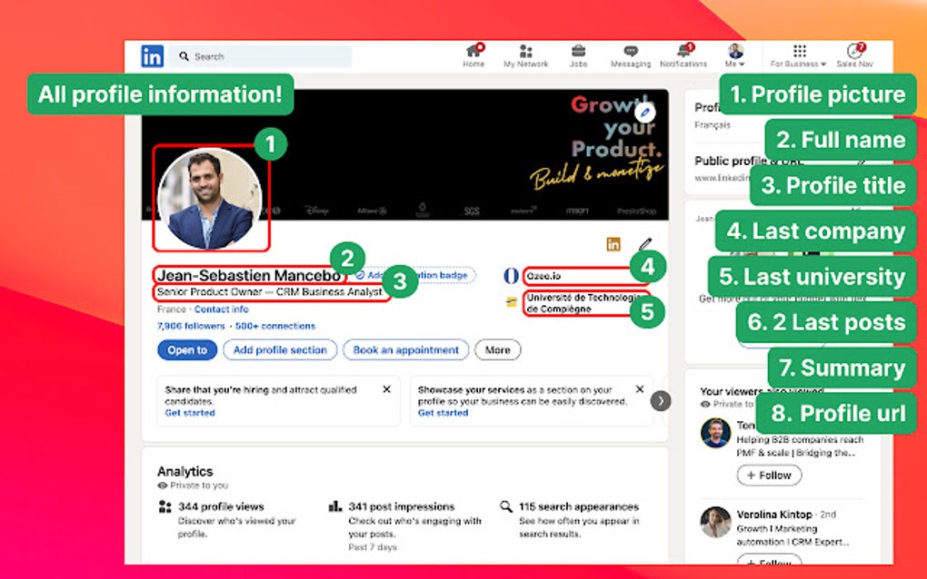 LinkedIn Profile to Excel para Google Chrome - Extensión Descargar