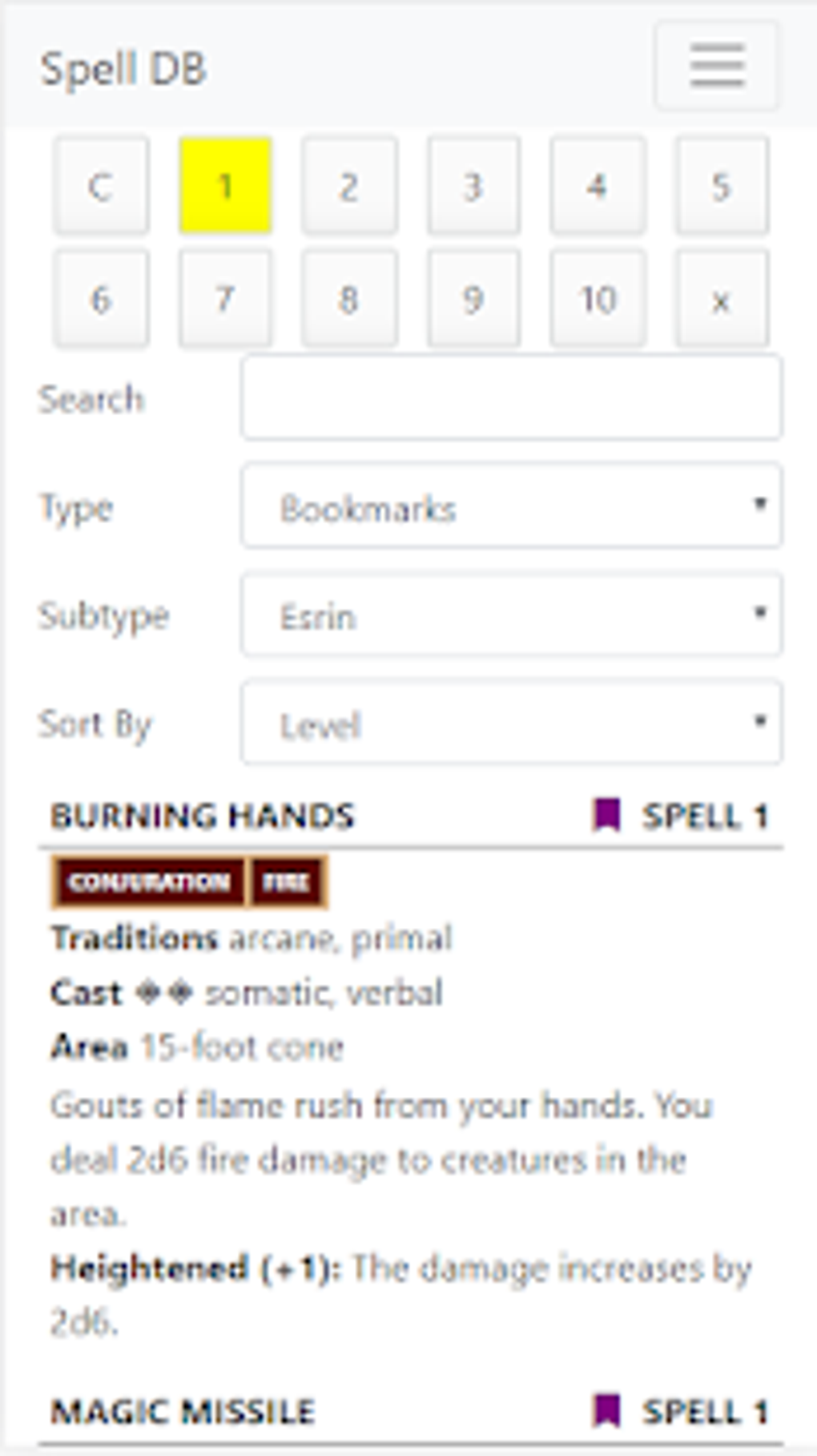 Pathfinder 2E Spell DB per Android - Download