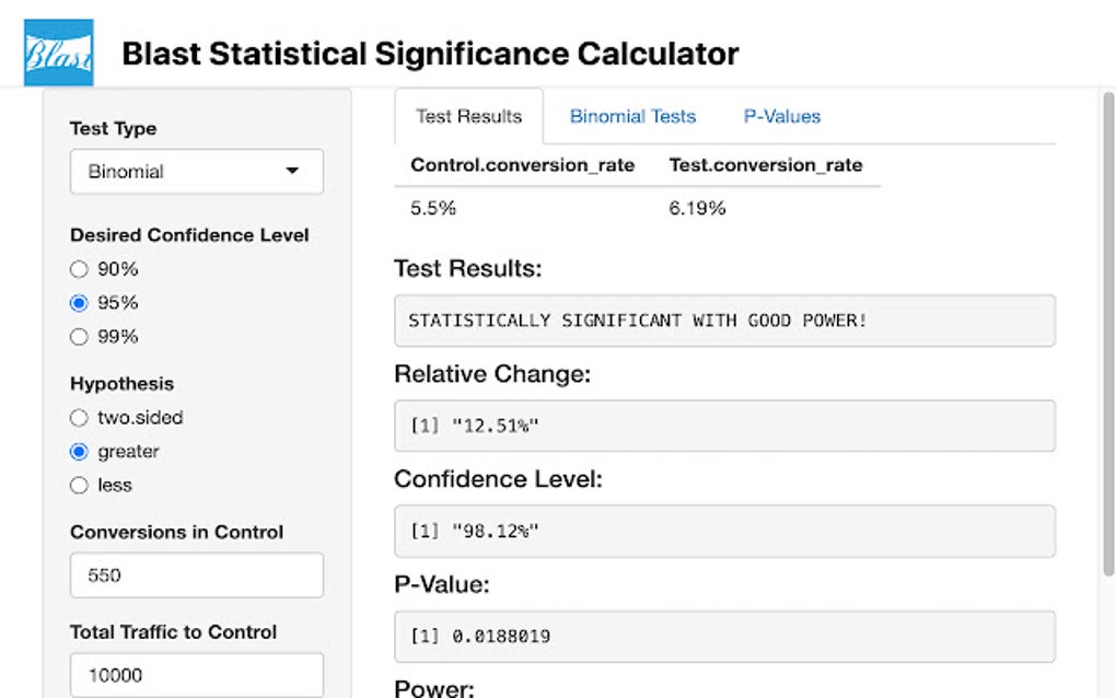 Blast A/B Test Stat Significance Calculator cho Google Chrome - Tiện ...