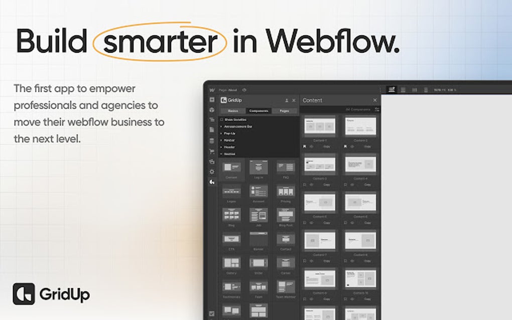 GridUp - Build smarter in Webflow for Google Chrome - Extension Download
