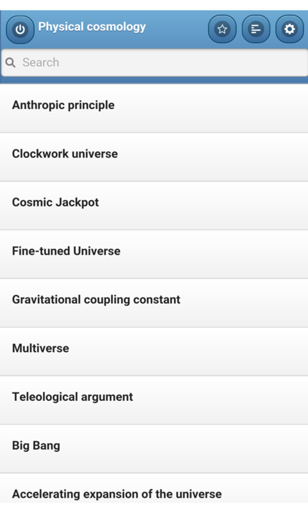 Physical cosmology per Android - Download