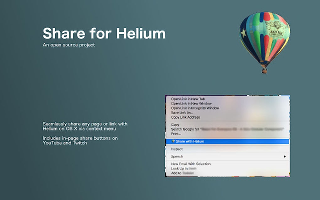 Share for Helium สำหรับ Google Chrome - ส่วนขยาย ดาวน์โหลด