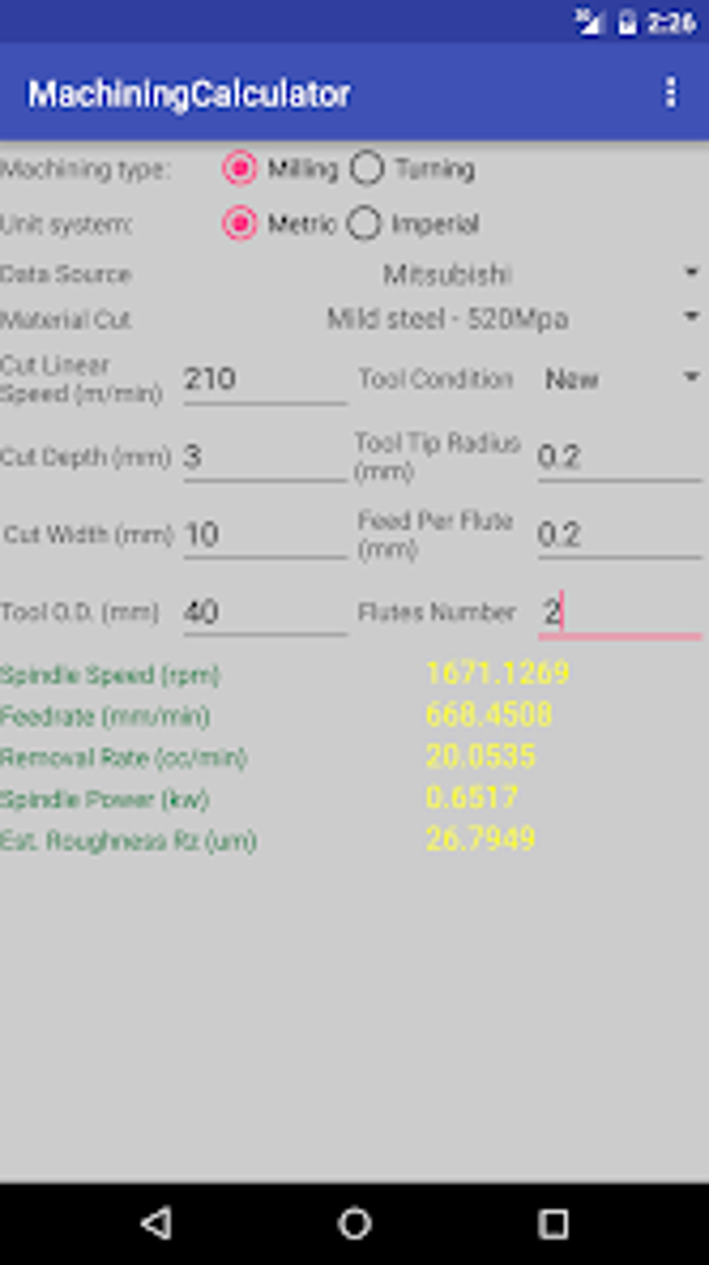 Machining Calculator para Android - Descargar