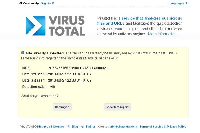 VirusTotal Online