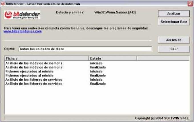 Herramienta de desinfección contra el virus Sasser - Descargar