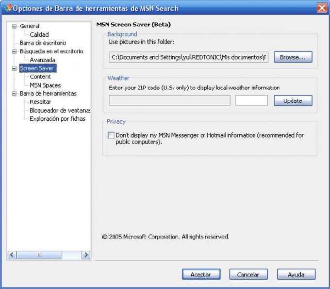 MSN Screen Saver - Descargar
