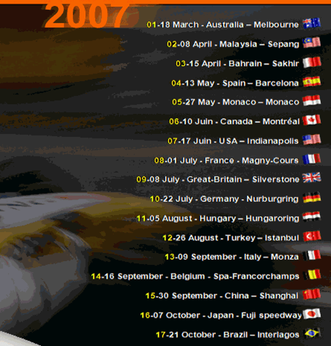 Formula 1 2007 Calendar - Descargar