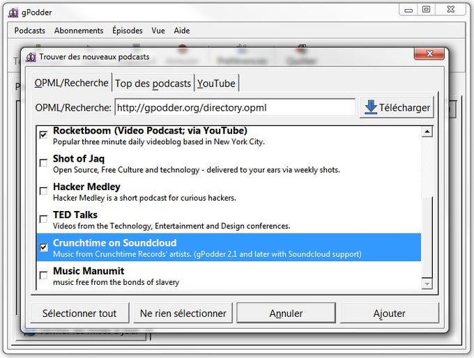 gPodder - Télécharger