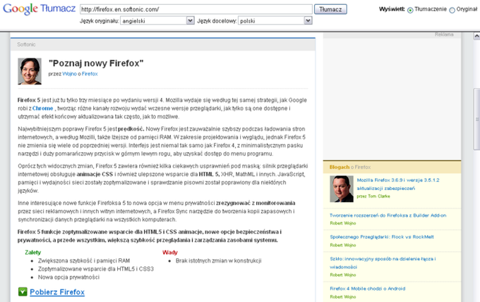 Google Tłumacz Online