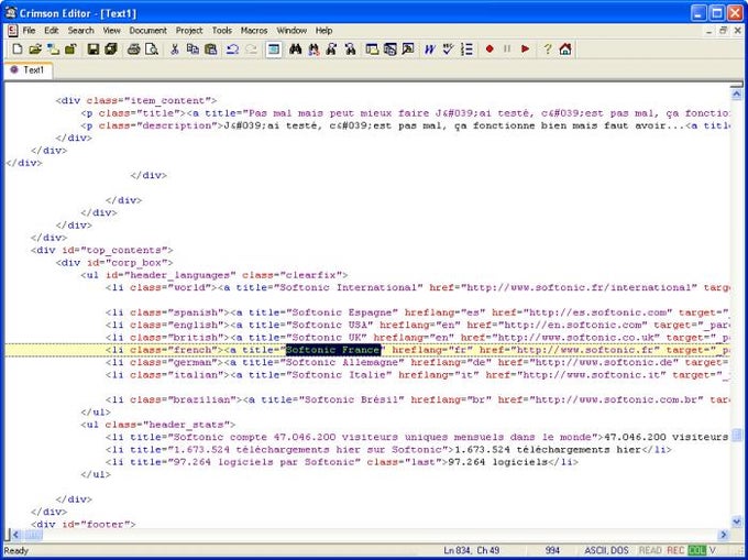 Crimson Editor - Télécharger