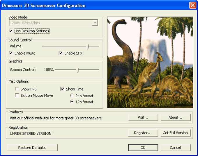 Dinosaurs 3D Screensaver - Download