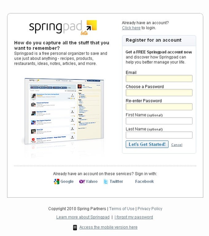 Springpad Online