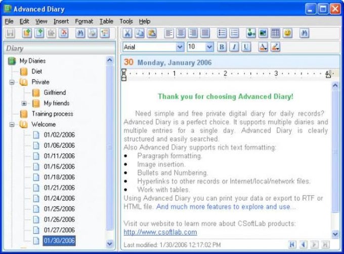 Advanced Diary - Descargar