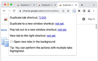 Duplicate Tab Shortcut for Google Chrome - Extension Download