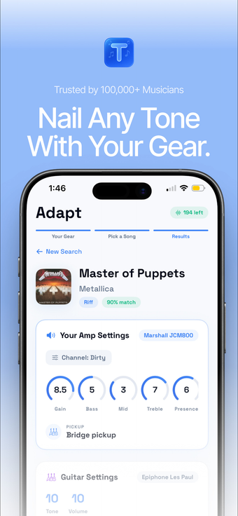 ToneAdapt - Guitar Tone Match สำหรับ iPhone - ดาวน์โหลด