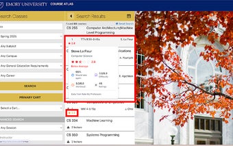 Emory Rate My Professor Ratings in Course Atlas for Google Chrome ...