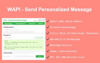 WAPI - Send personalized messages para Google Chrome - Extensión Descargar