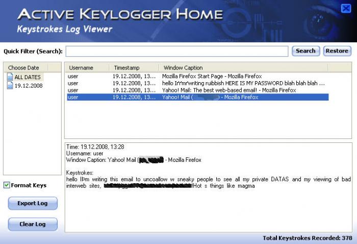 Active Keylogger Home - Download